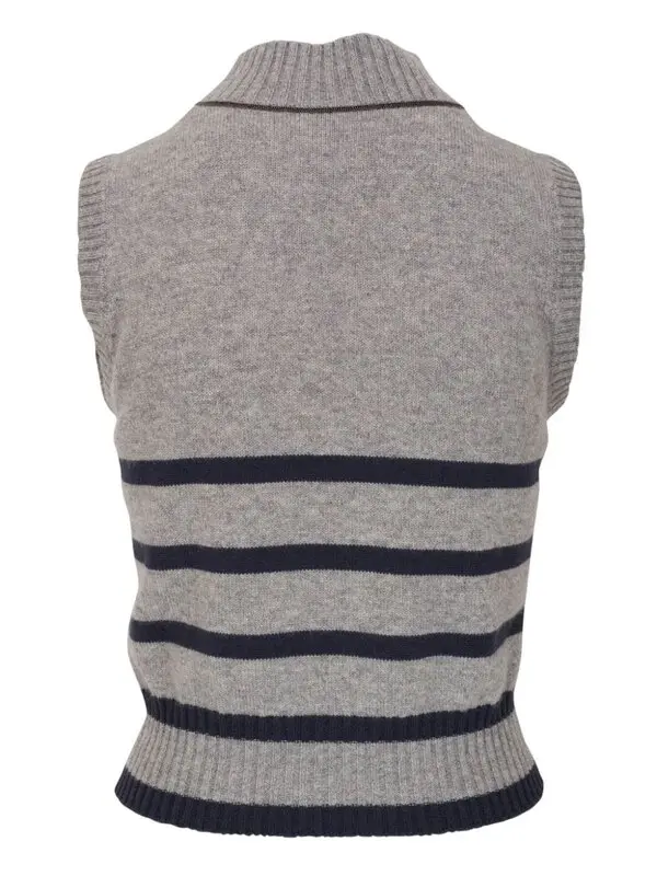 Brunello Cucinelli Striped Sleeveless Cashmere Jumper