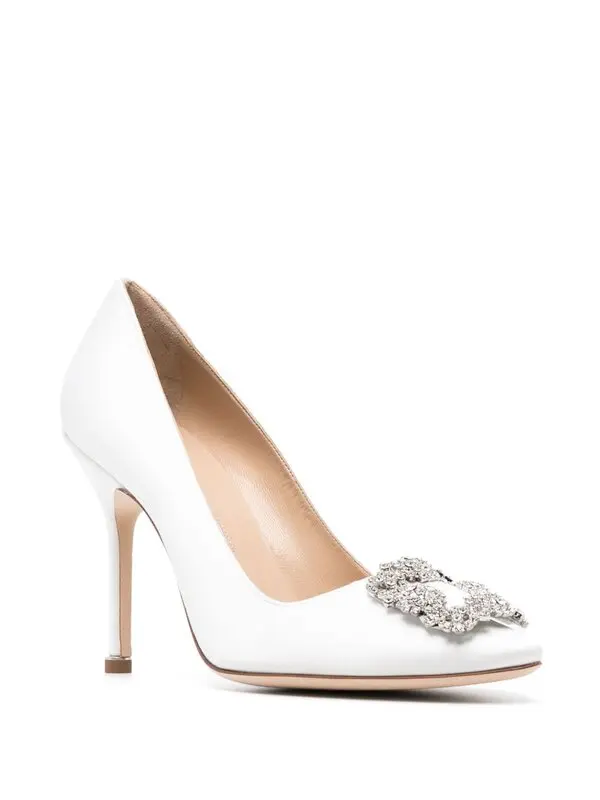 Manolo Blahnik Hangisi 100mm Satin Pumps - Neutrals