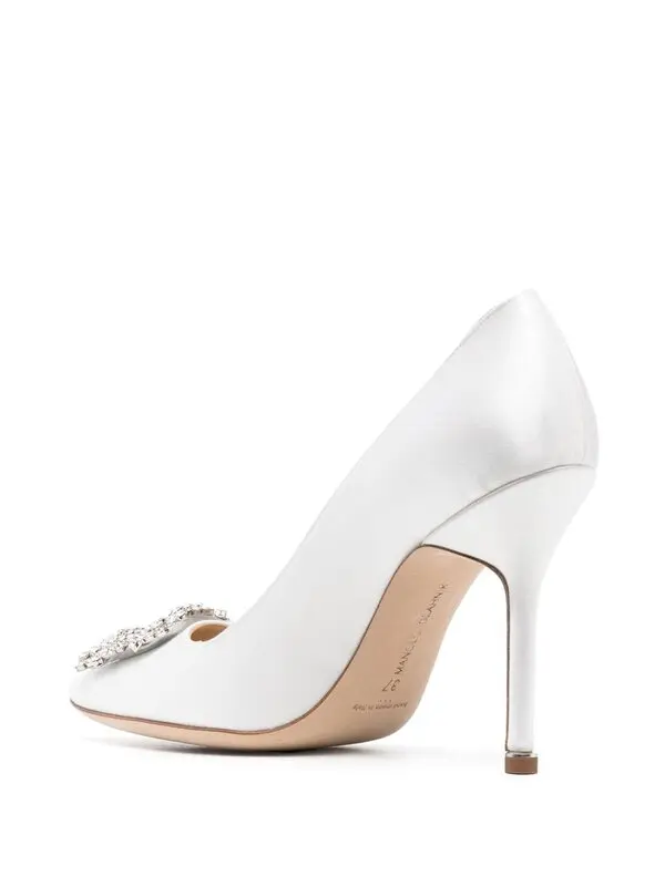 Manolo Blahnik Hangisi 100mm Satin Pumps - Neutrals