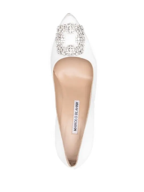 Manolo Blahnik Hangisi 100mm Satin Pumps - Neutrals