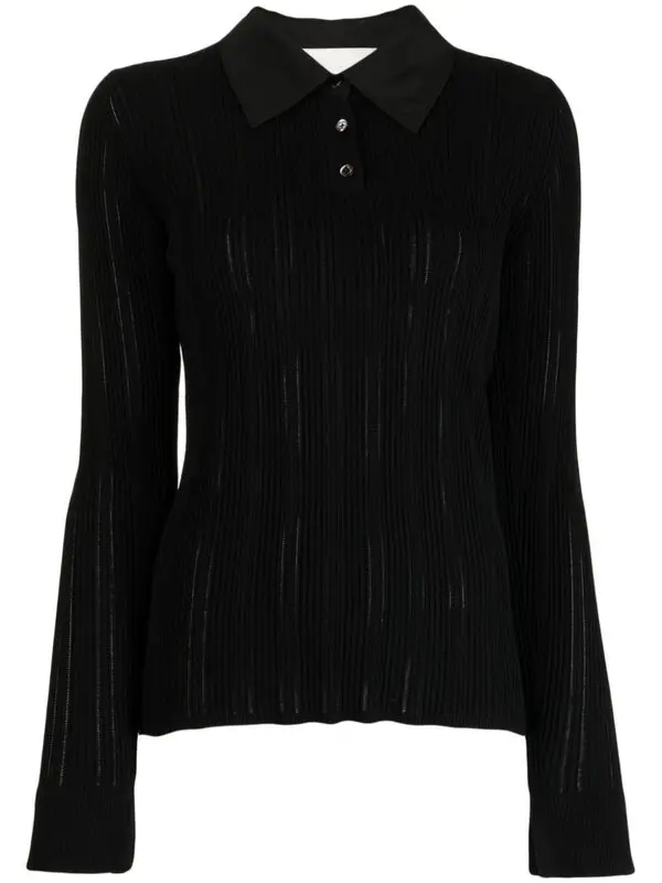 3.1 Phillip Lim Variegated Ribbed-knit Polo Top