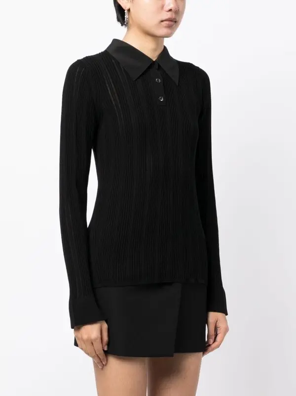 3.1 Phillip Lim Variegated Ribbed-knit Polo Top