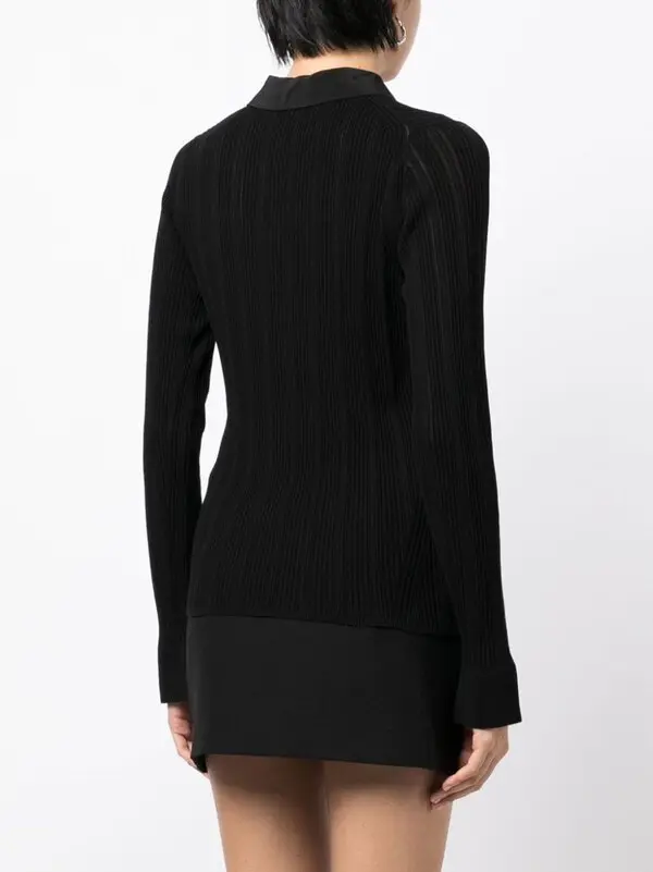 3.1 Phillip Lim Variegated Ribbed-knit Polo Top