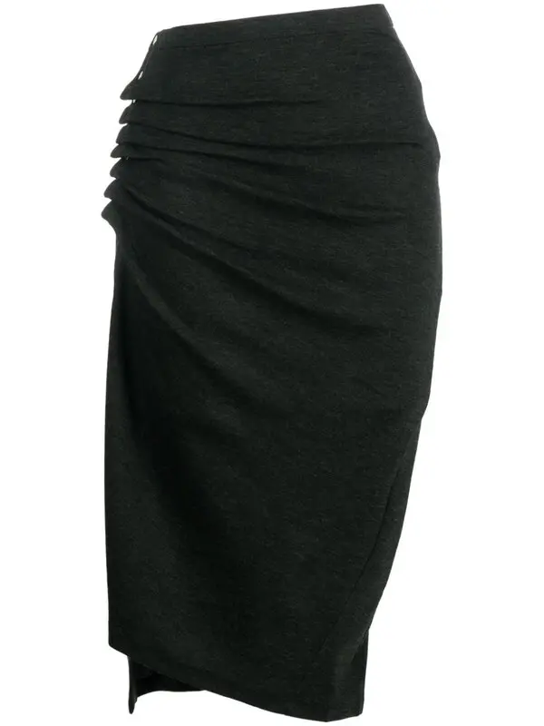 Rabanne Asymmetric Gathered Midi Skirt - Green