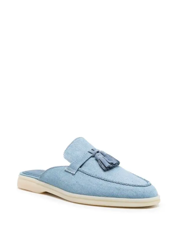 SCAROSSO Lucrezia Tassel Denim Slippers