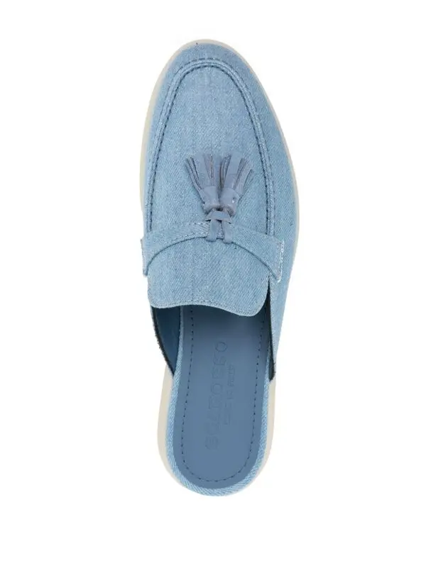 SCAROSSO Lucrezia Tassel Denim Slippers
