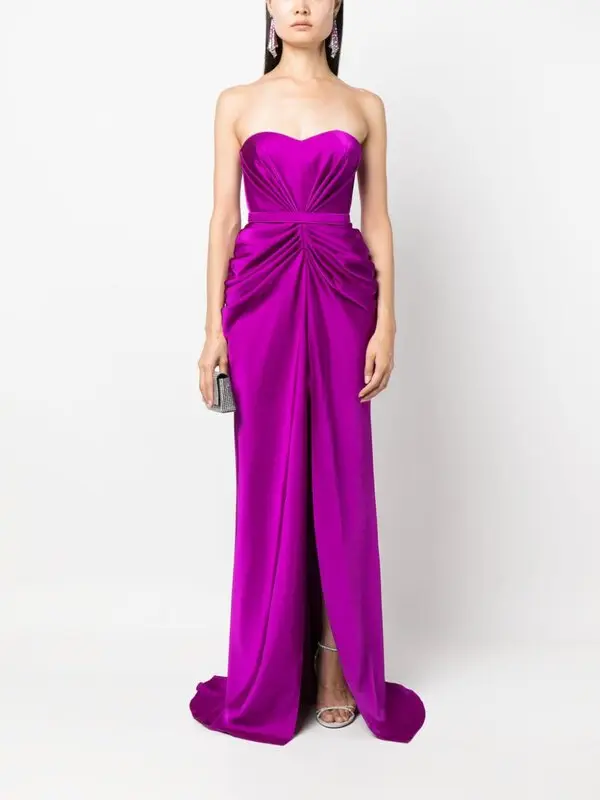ANA RADU Ruched Strapless Gown - Pink
