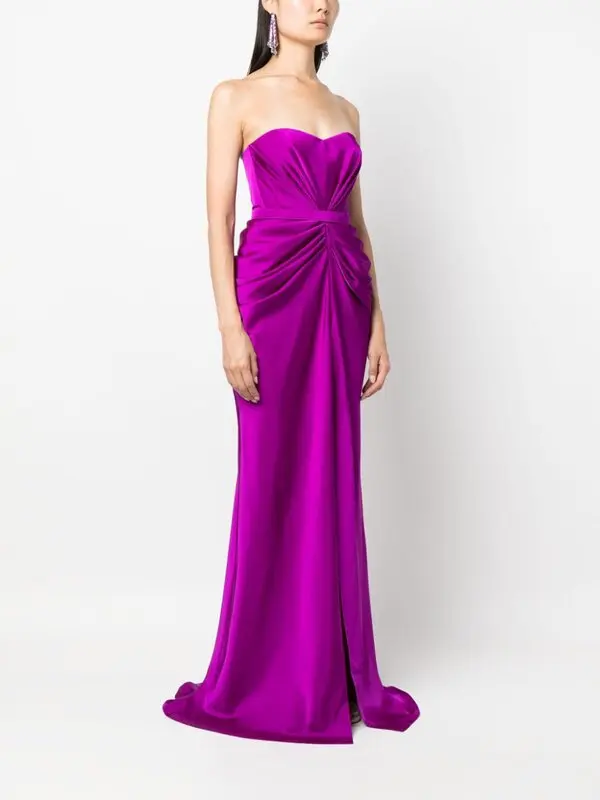 ANA RADU Ruched Strapless Gown - Pink