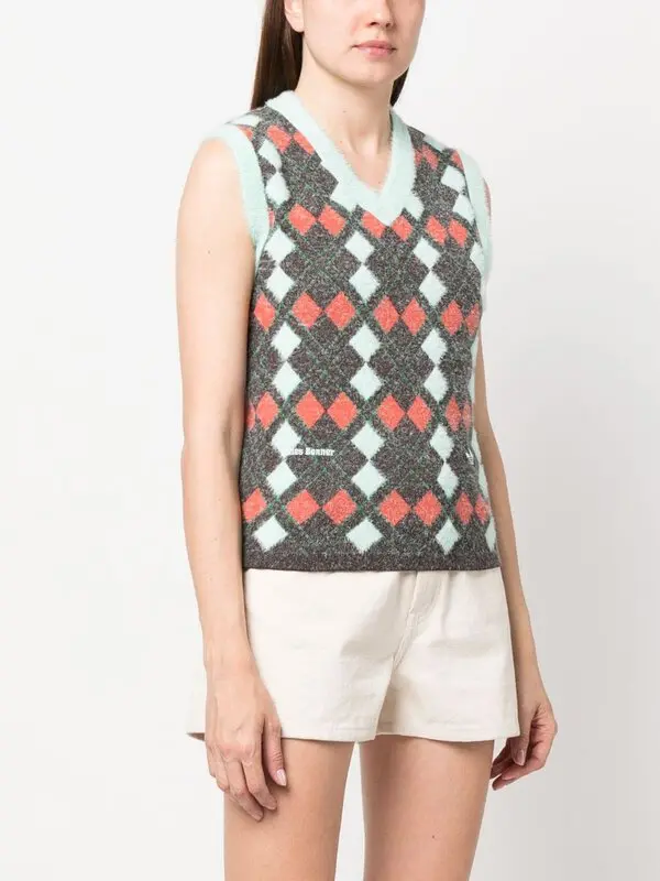 トップス Wales Bonner argyle knit Buy Adidas X Wales Bonner Argyle Knitted Vest - Green At 24% Off