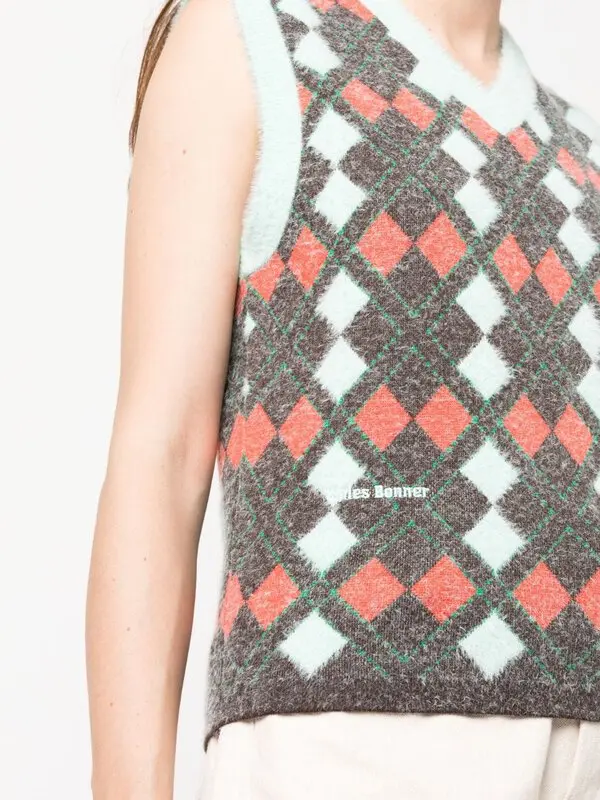 Buy Adidas X Wales Bonner Argyle Knitted Vest - Green At 24% Off