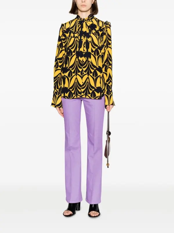 La DoubleJ Ascot Floral-pattern Shirt - Yellow