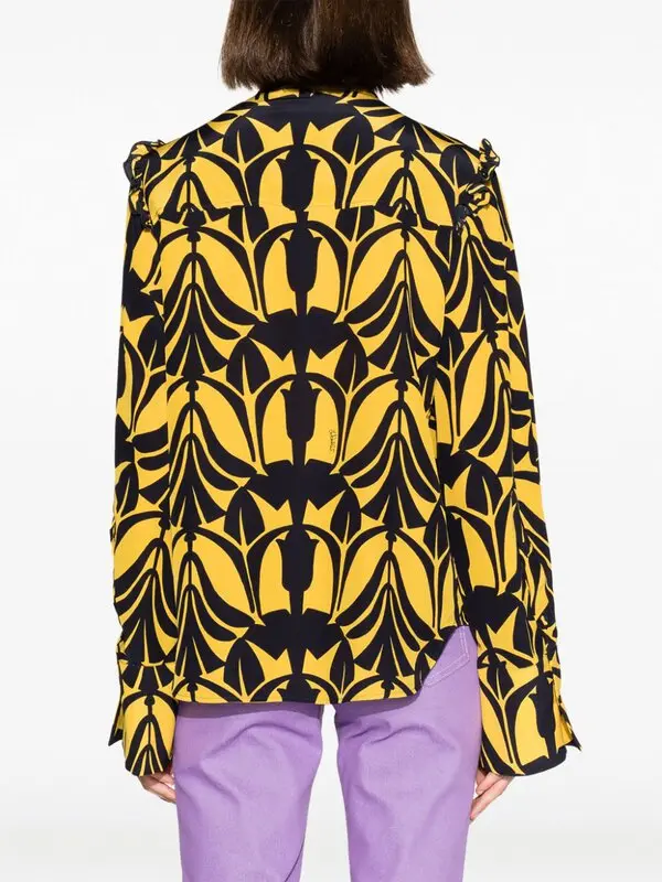 La DoubleJ Ascot Floral-pattern Shirt - Yellow