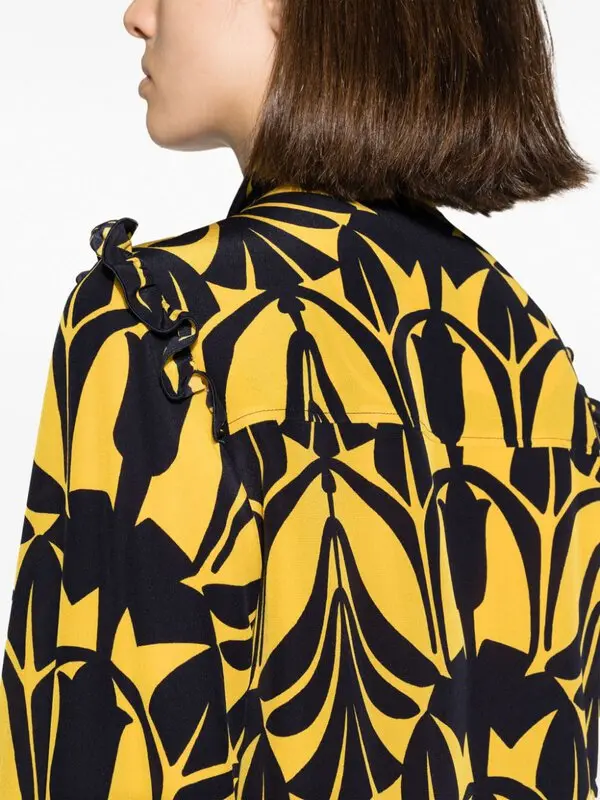 La DoubleJ Ascot Floral-pattern Shirt - Yellow