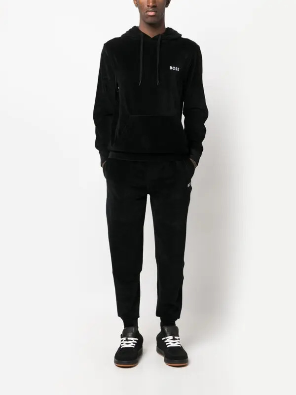 BOSS Logo-embroidered Velvet Hoodie