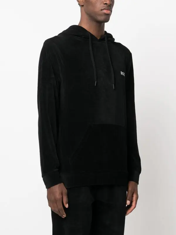 BOSS Logo-embroidered Velvet Hoodie