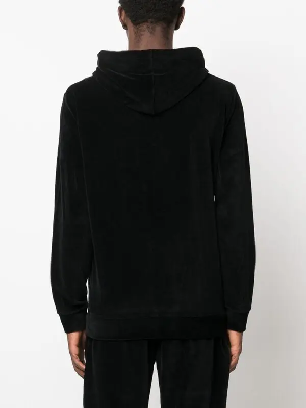 BOSS Logo-embroidered Velvet Hoodie