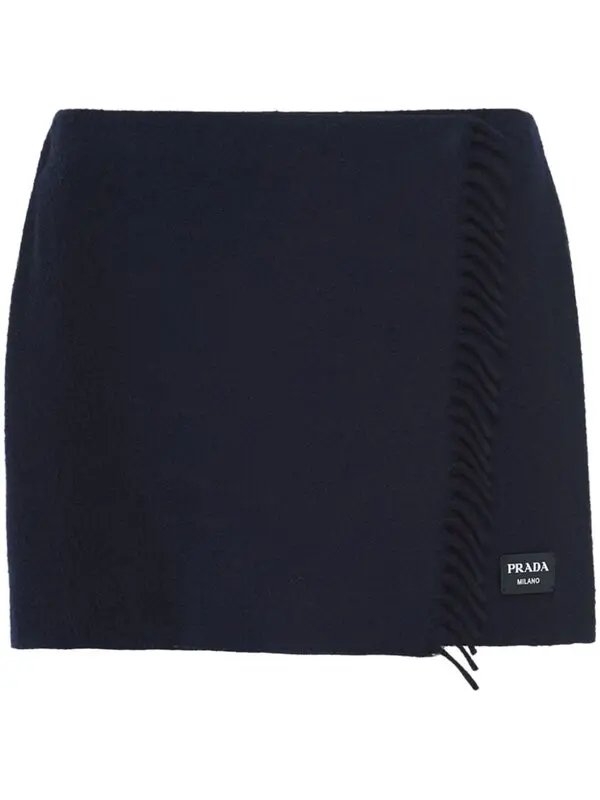 Prada Wraparound Cashmere Miniskirt - Blue