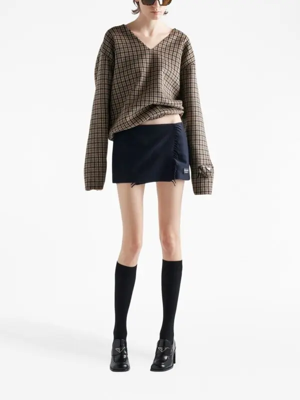 Prada Wraparound Cashmere Miniskirt - Blue