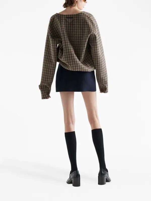 Prada Wraparound Cashmere Miniskirt - Blue