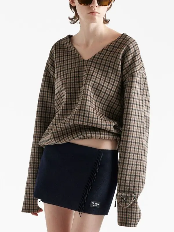 Prada Wraparound Cashmere Miniskirt - Blue