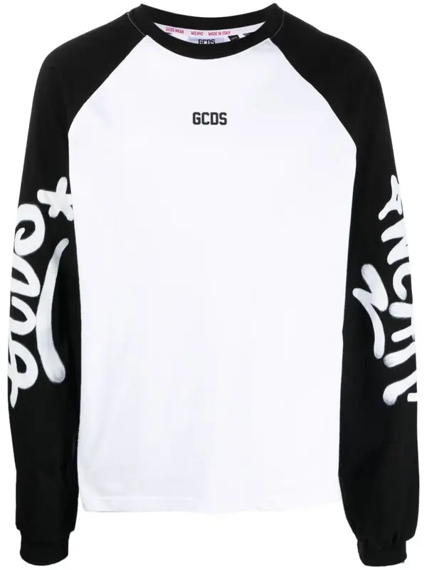 Gcds Graffiti-logo Long-sleeve T-shirt - White