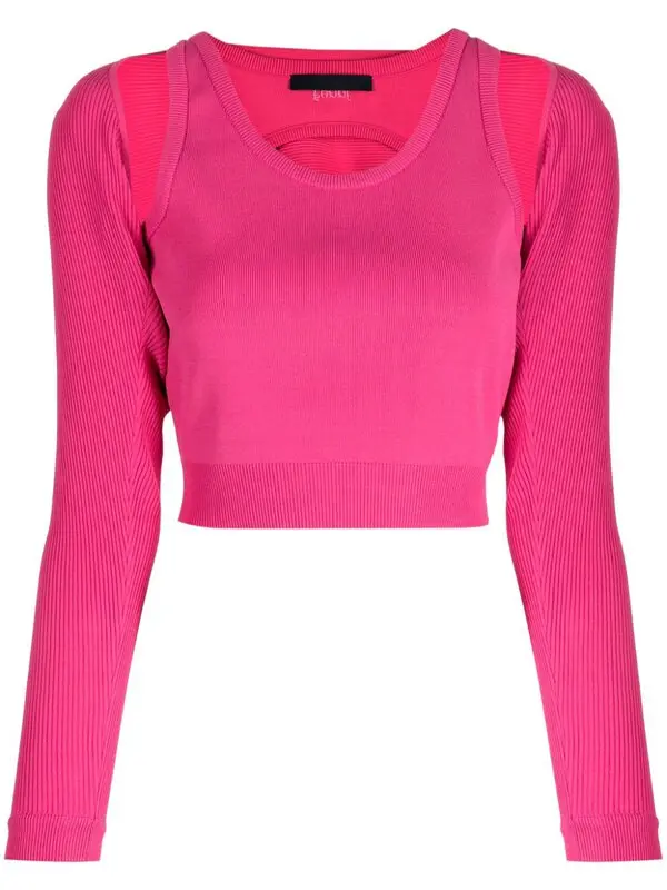 JUUN.J Cut-out Layered Cropped Top