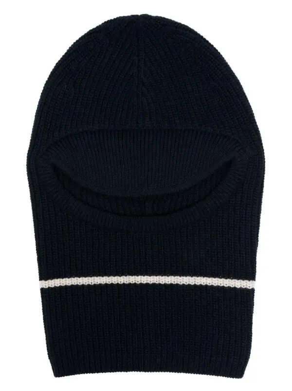 Plan C Two-tone Striped Ribbed-knit Balaclava - Blue