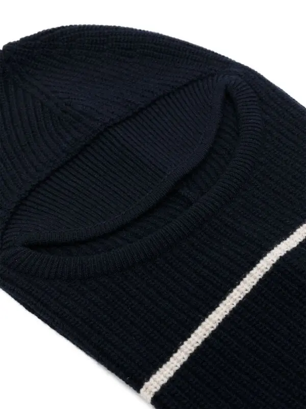 Plan C Two-tone Striped Ribbed-knit Balaclava