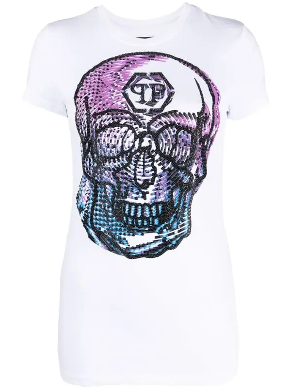 Philipp Plein Crystal-embellished Skull T-shirt - White