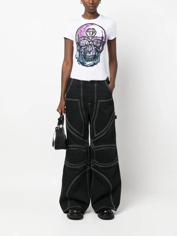 Philipp Plein Crystal-embellished Skull T-shirt - White