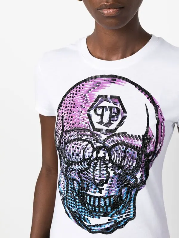 Philipp Plein Crystal-embellished Skull T-shirt - White
