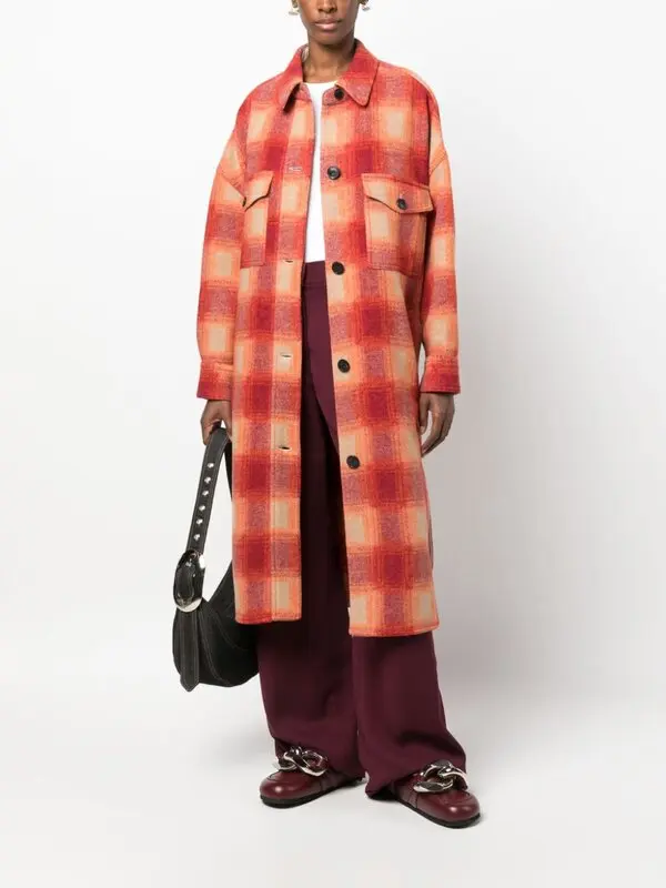 MARANT ETOILE Plaid-check Flannel Midi Coat