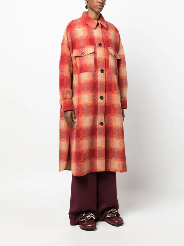 MARANT ETOILE Plaid-check Flannel Midi Coat