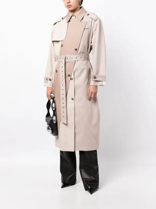 Rokh Asymmetric Colour-Block Trench Coat - Pink | Editorialist