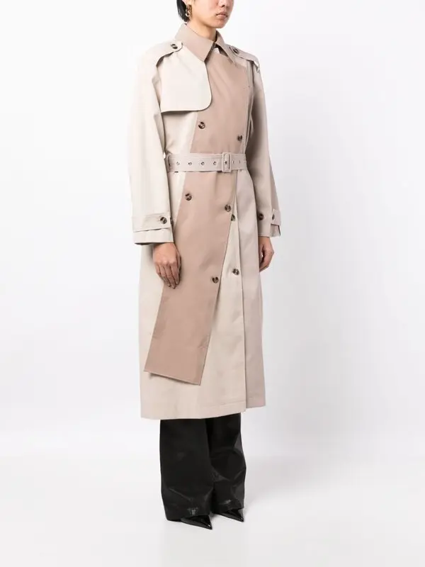 Rokh Asymmetric Colour-Block Trench Coat - Pink | Editorialist