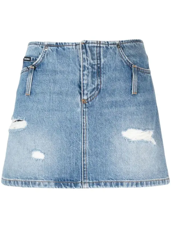 Dolce & Gabbana Distressed Denim Miniskirt