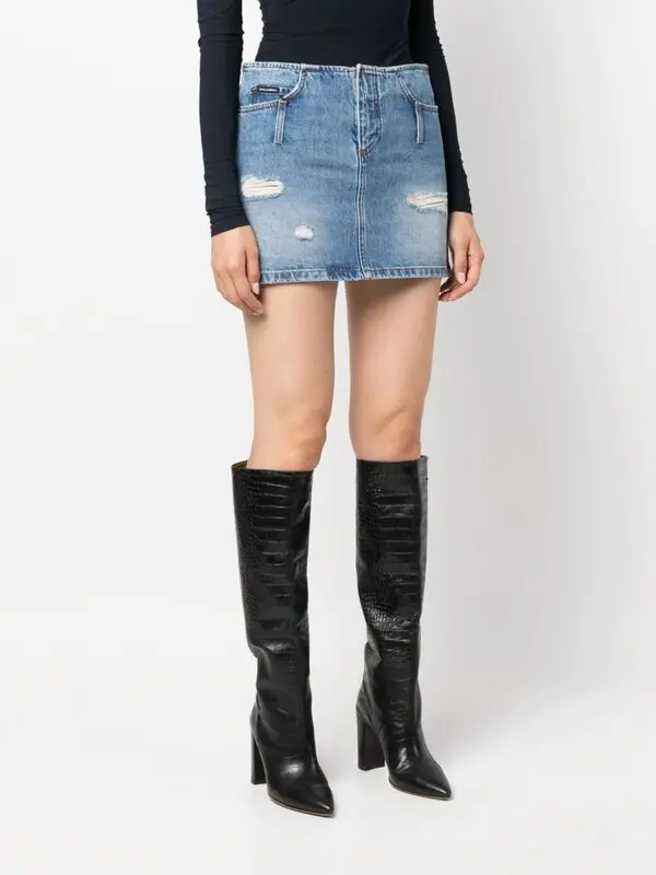 Dolce & Gabbana Distressed Denim Miniskirt