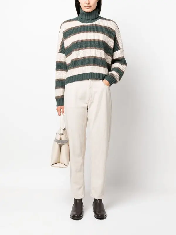 Brunello Cucinelli Striped Turtleneck Sweater
