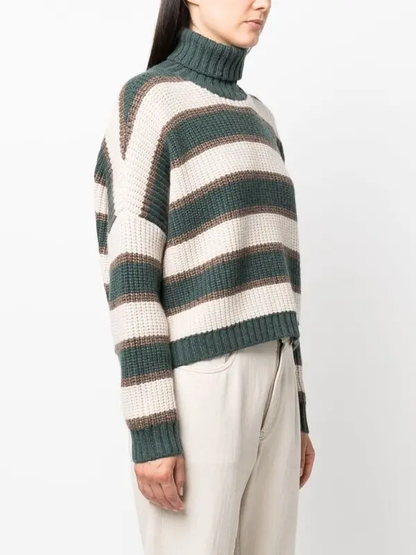 Brunello Cucinelli Striped Turtleneck Sweater
