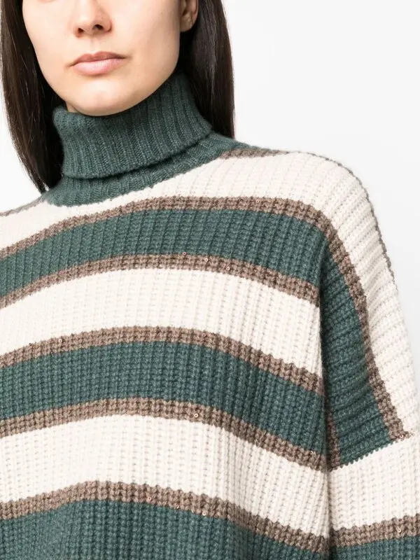 Brunello Cucinelli Striped Turtleneck Sweater