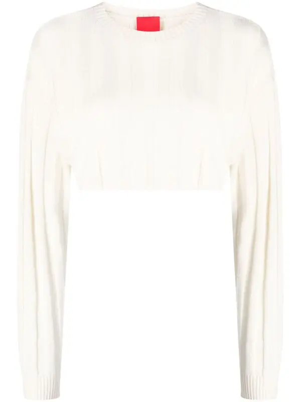 Cashmere In Love Remy Ribbed-knit Cropped Jumper - White