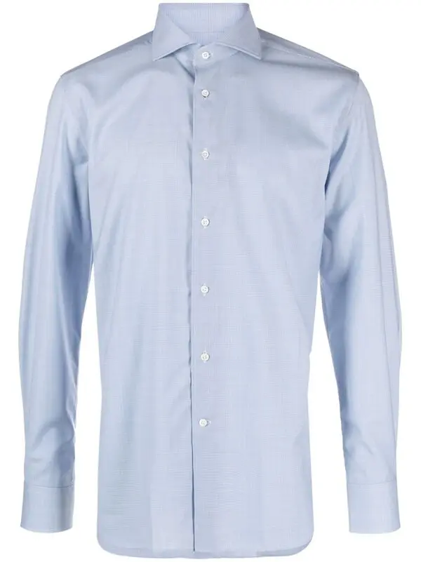 Corneliani Plaid Long-sleeve Wool Shirt