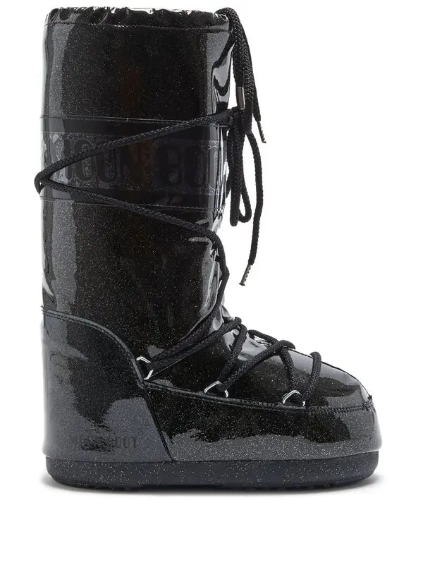 Moon Boot Icon Glitter Snow Boots - Black