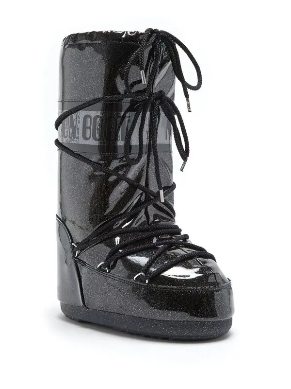 Moon Boot Icon Glitter Snow Boots - Black