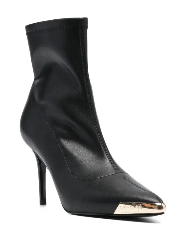 Versace 100mm Logo-engraved Pointed-toe Boots