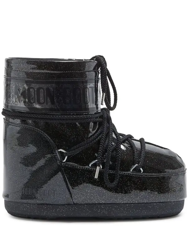 Moon Boot Icon Low Glitter Boots - Black