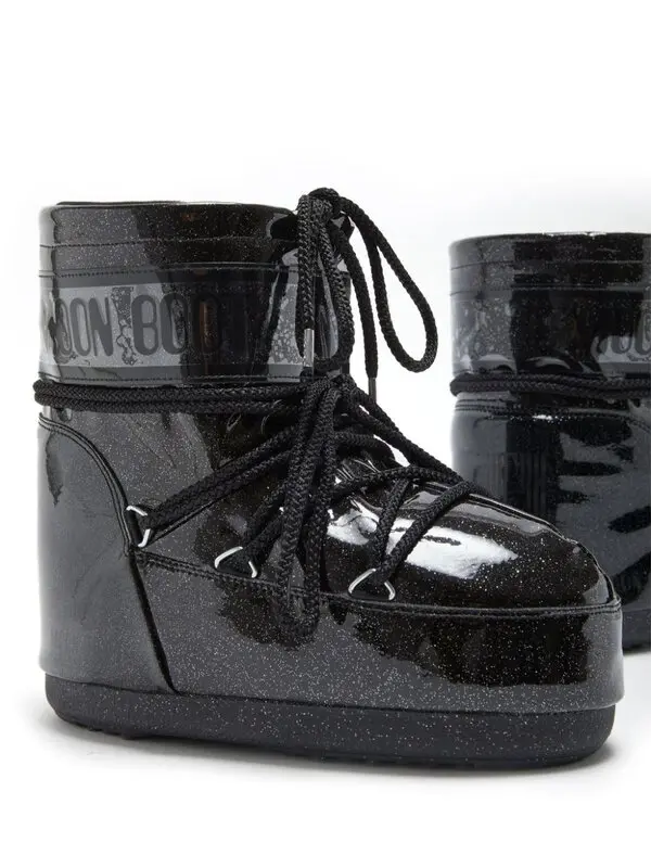 Moon Boot Icon Low Glitter Boots - Black
