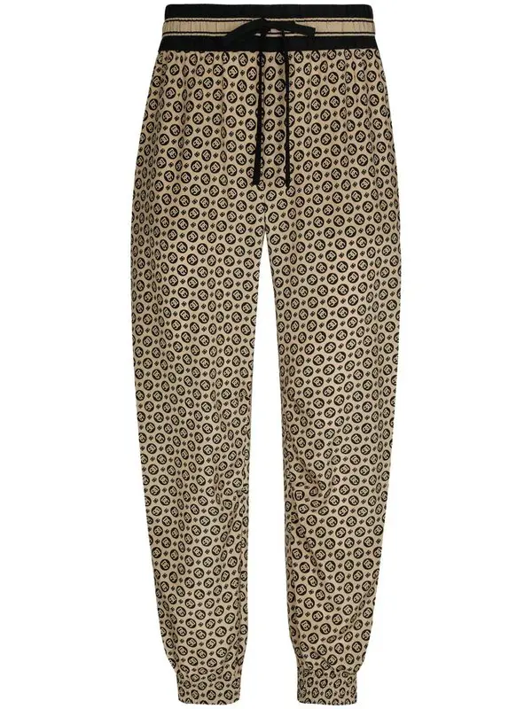 Dolce & Gabbana Monogram-pattern Print Silk Trousers