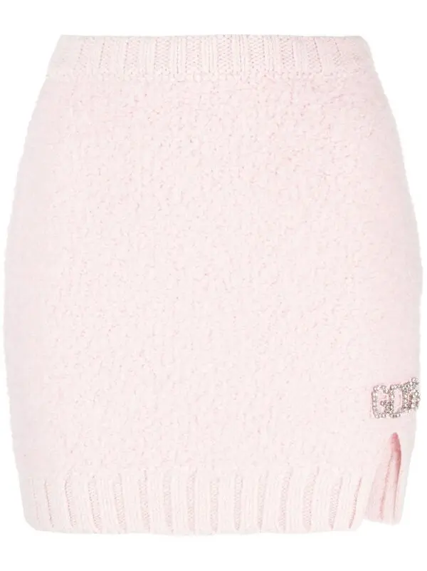 Gcds Hairy Logo-plaque Miniskirt - Pink