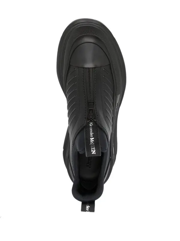 Alexander Mcqueen Zip-Up Leather Sneakers In Black - 58% Off